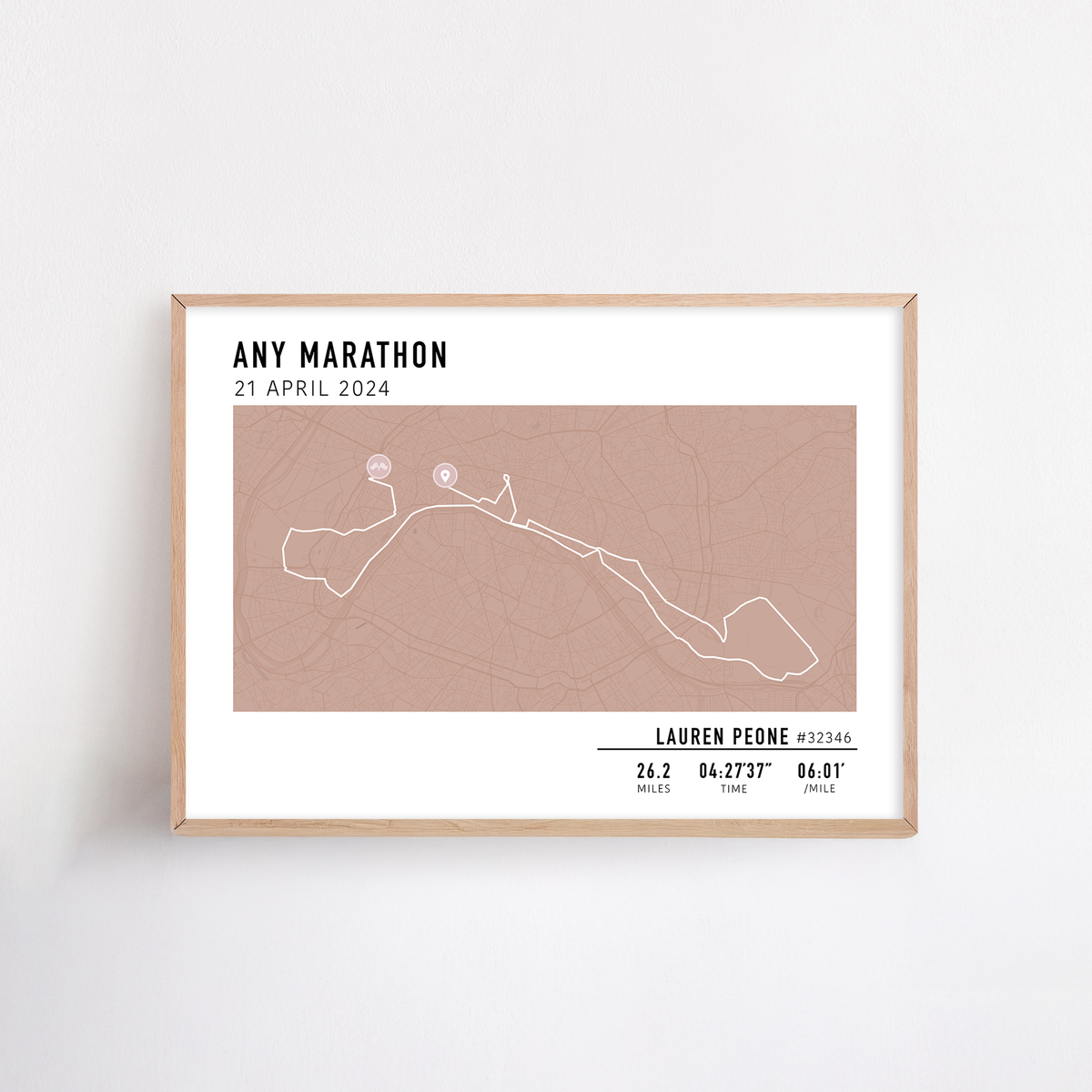 Custom Marathon Route Map Print | Mark Your Moment