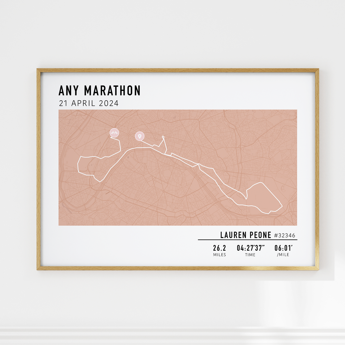 Custom Marathon Route Map Print | Mark Your Moment