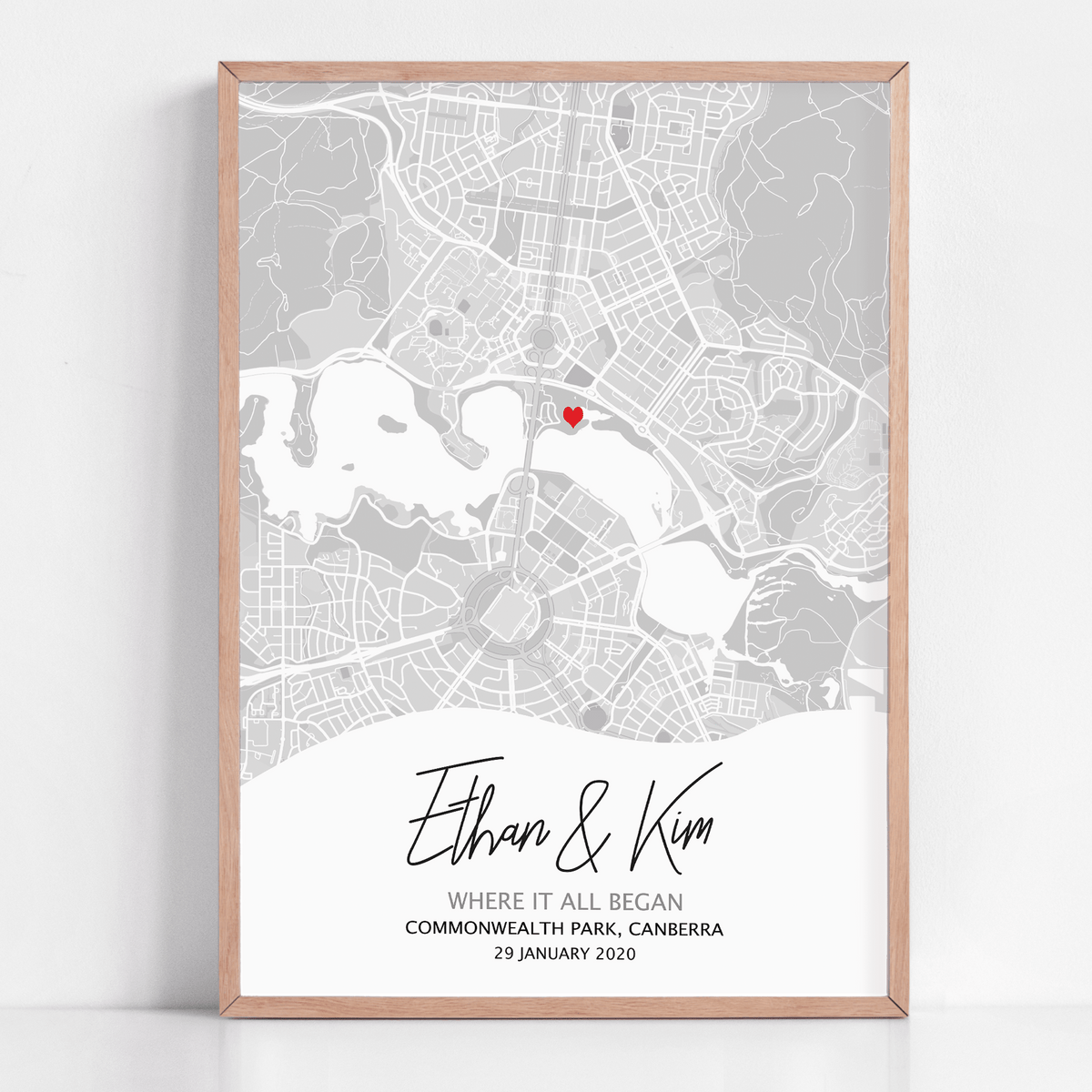 First Kiss Map Print | Mark Your Moment