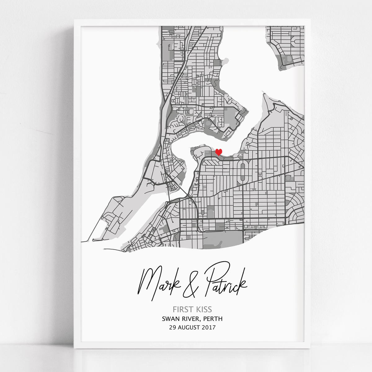 First Kiss Map Print | Mark Your Moment