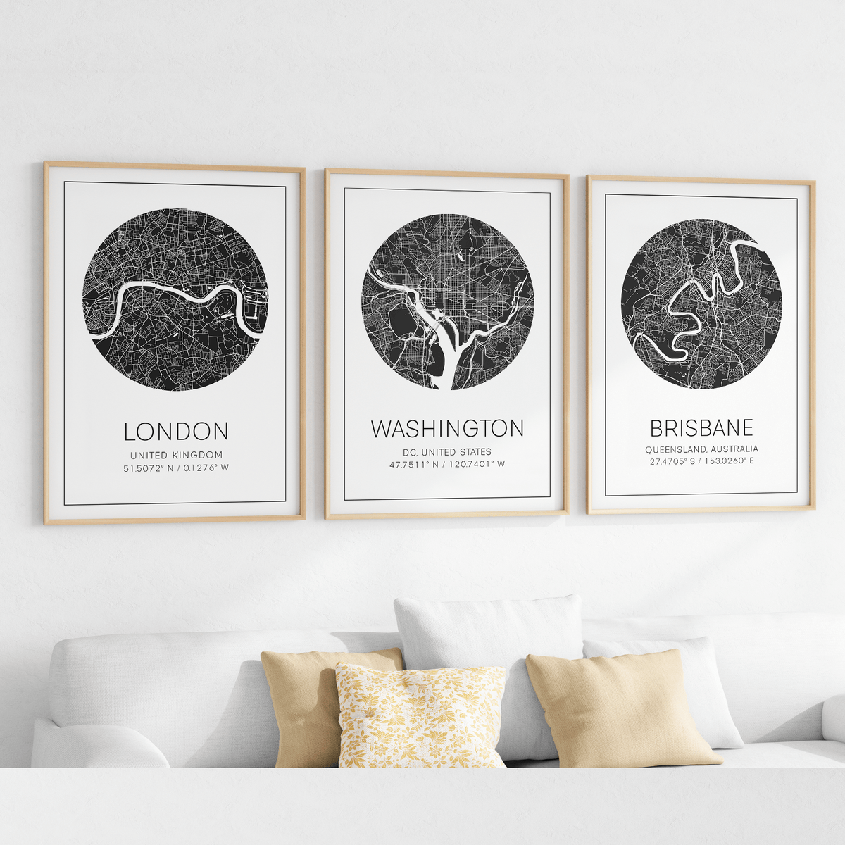 Set of 3 Custom City Map Prints | Mark Your Moment